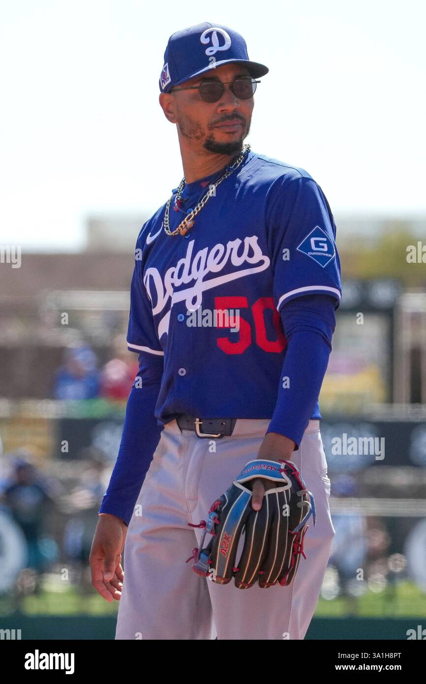 Los Angeles Dodgers shortstop Mookie Betts (50) during their spring ...