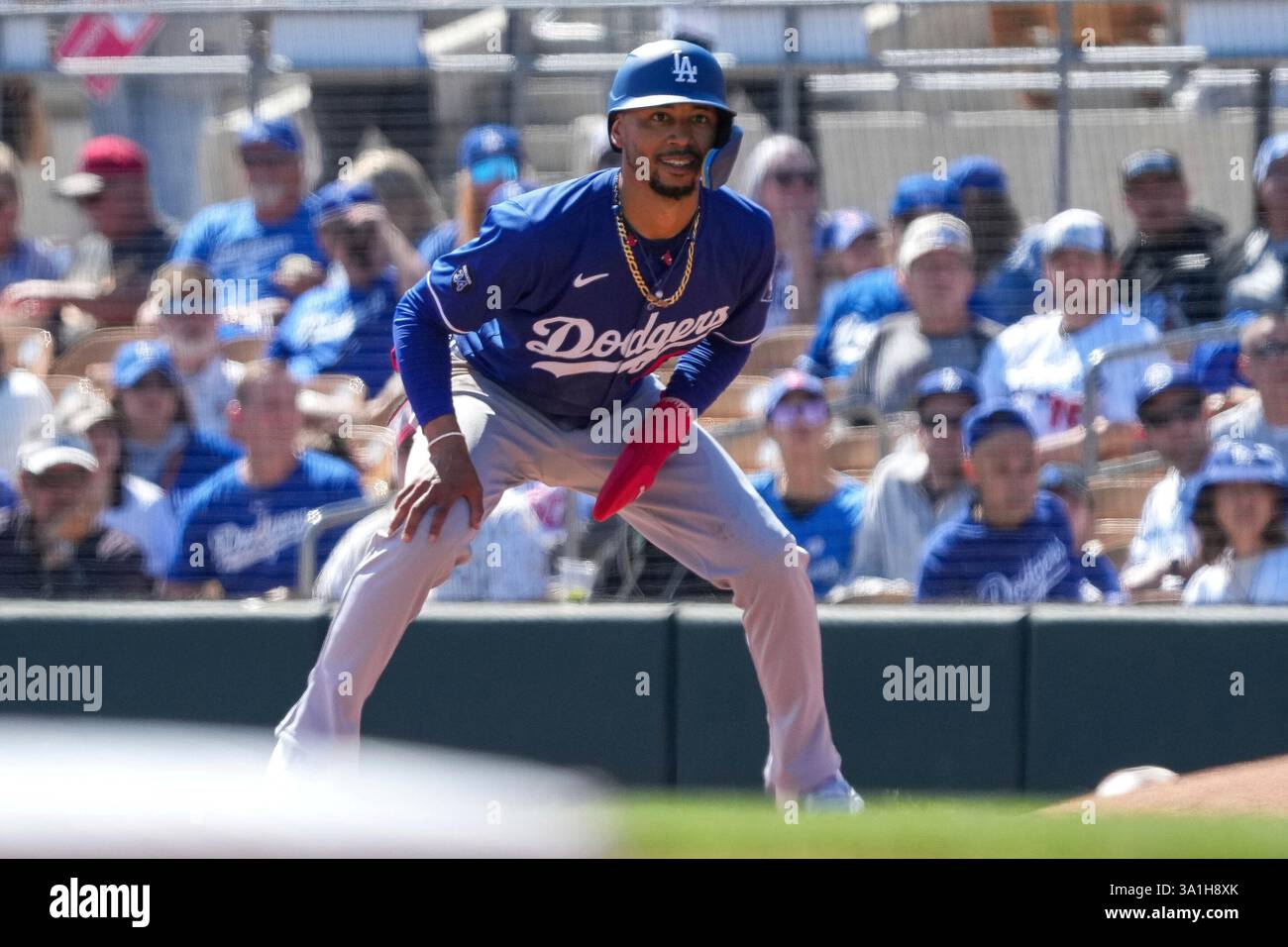 Los Angeles Dodgers shortstop Mookie Betts (50) runs bases during their ...