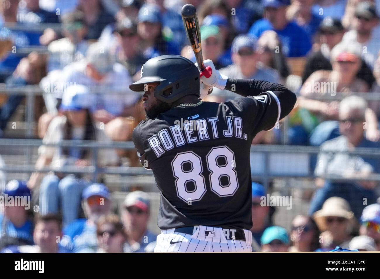 Chicago White Sox outfielder Luis Robert Jr. (88) bats during their ...