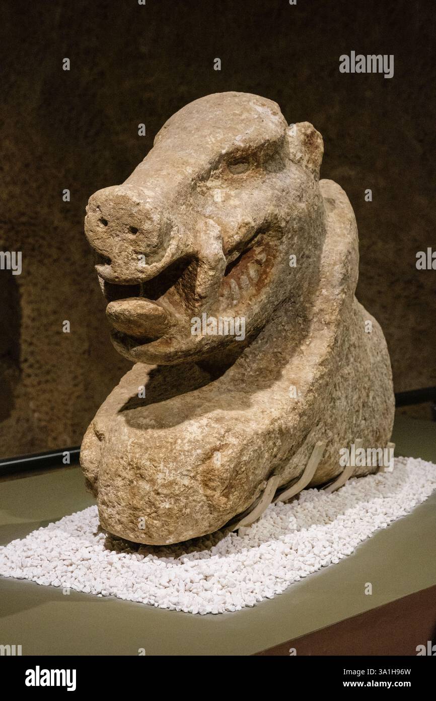 Turkey, Turkiye. Sanliurfa Museum Exhibit. Statue of a Wild Boar or Pig ...