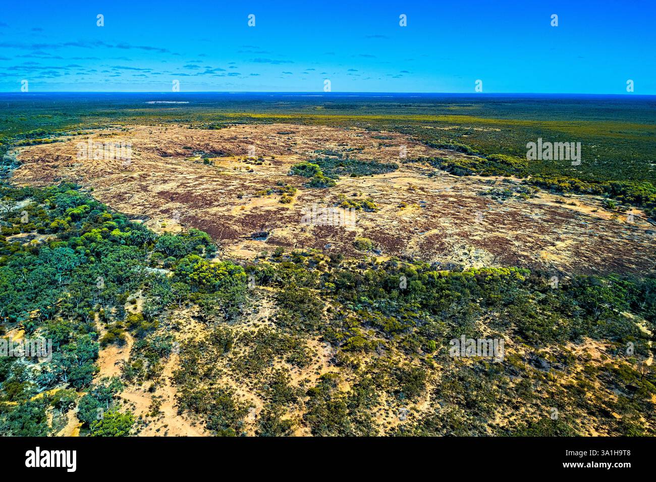 Aerial view of Karalee Rocks, water catchment area, Western Australia ...