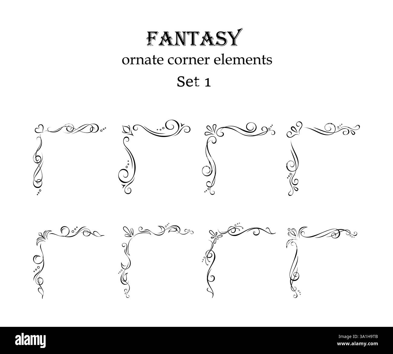Fantasy vignette corner design elements Stock Vector Image & Art - Alamy