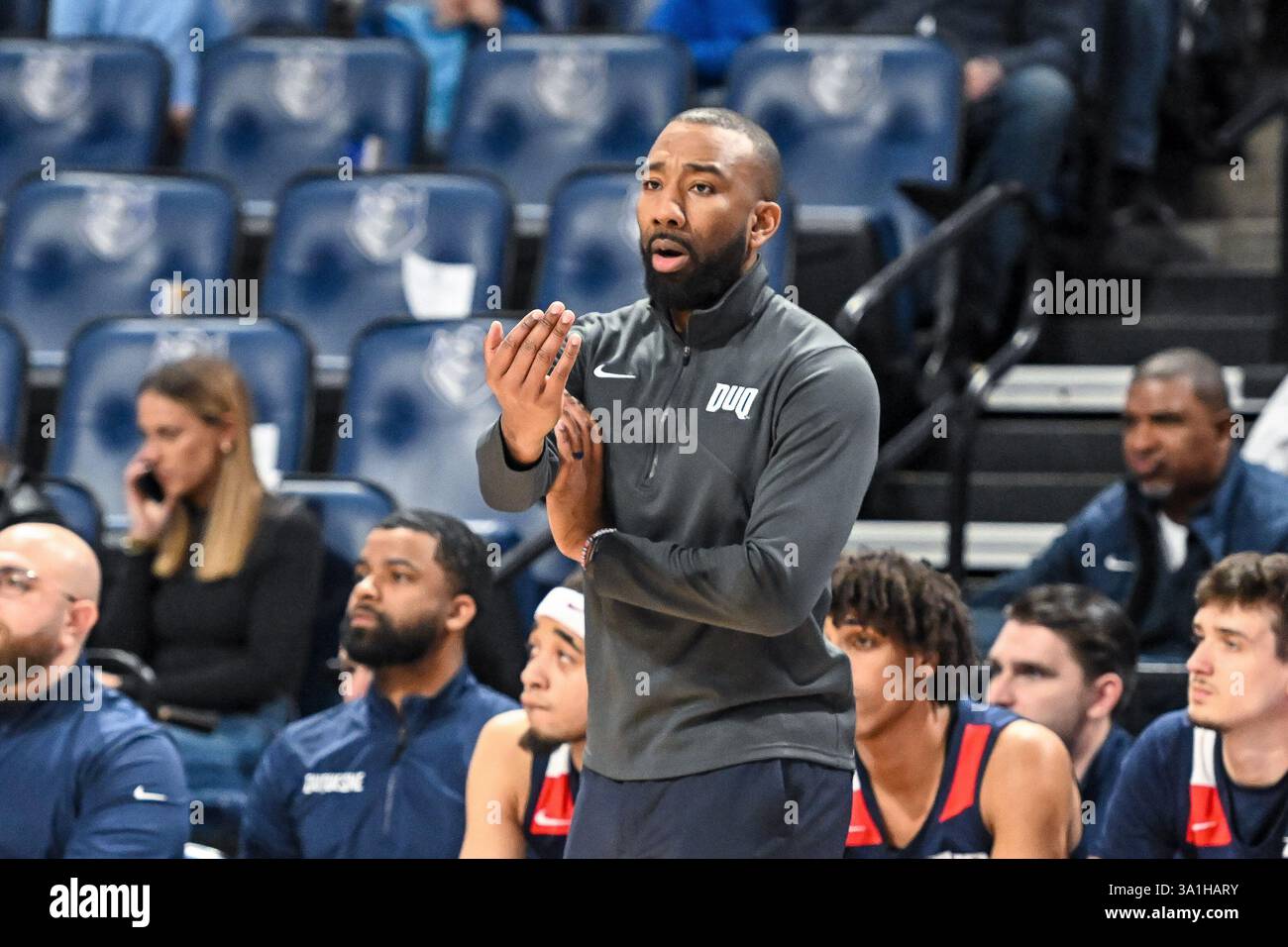 MARCH 08, 2025: Duquesne Dukes head coach Dru Joyce III in a regular ...