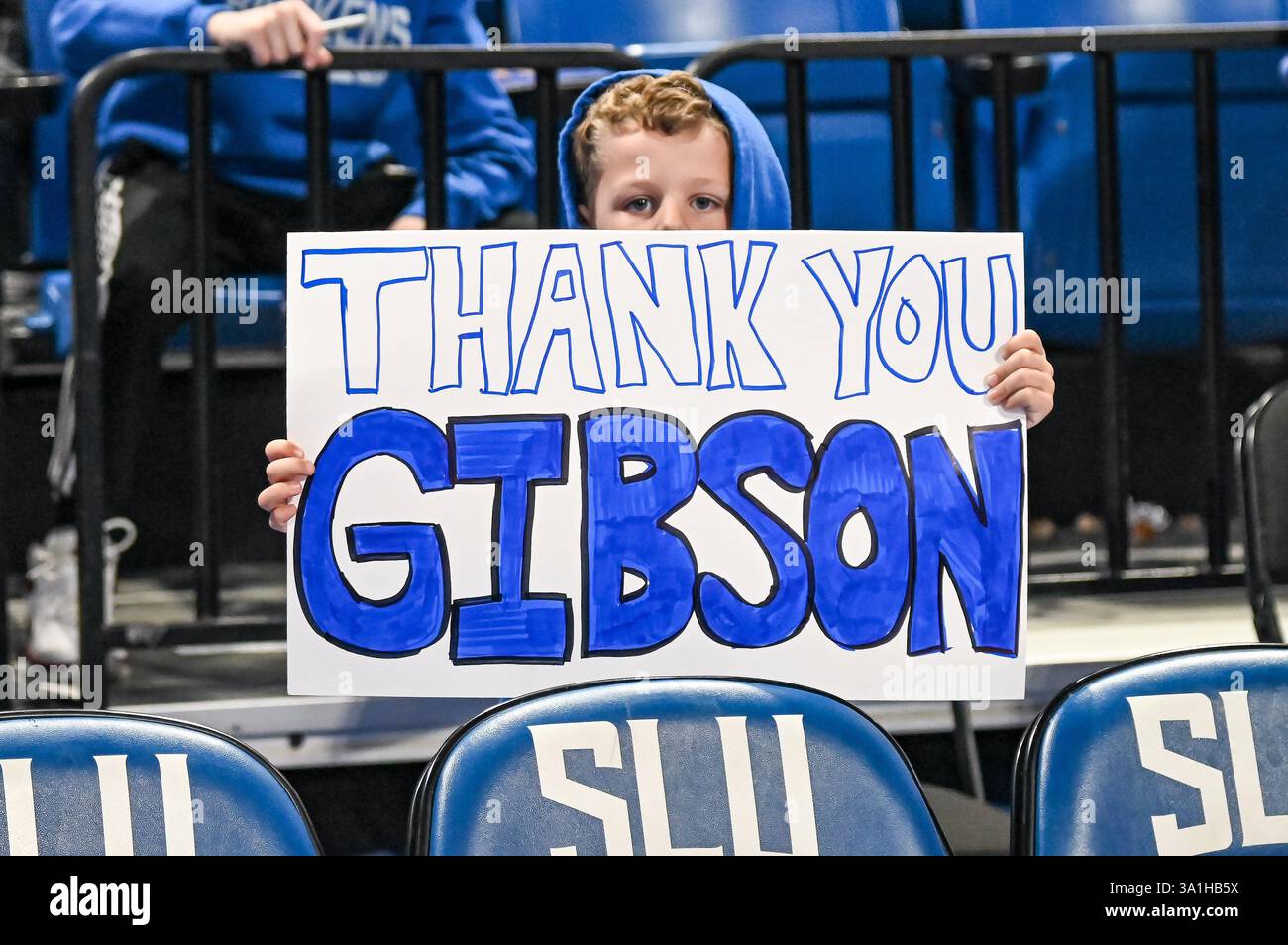MARCH 08, 2025: A young fan says his thank you to Saint Louis Billiken ...