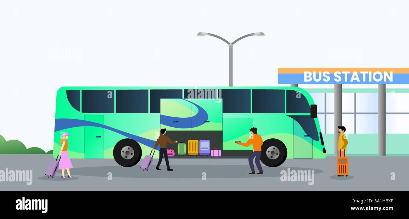 People boarding a bus Stock Vector Images - Alamy