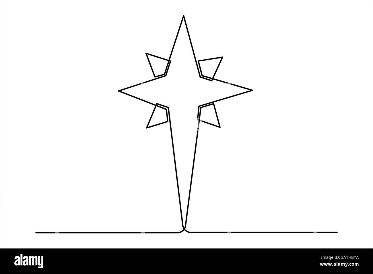 Christmas star. Christian religious symbol of continuous one line art ...