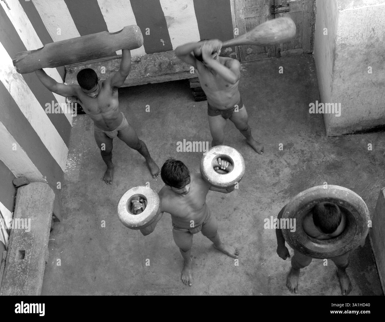 Men practicing Nada kushti, traditional Indian wrestling, Mysore ...