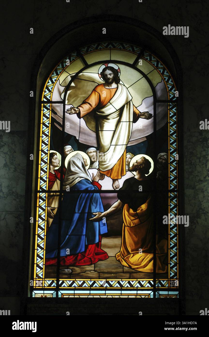 Life of Jesus Christ is depicted on stained glass at Don Bosco Church ...