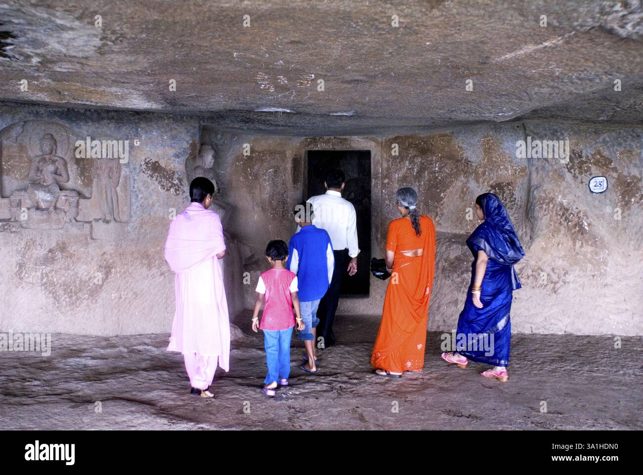 Tourists entering Pandav Leni, Nashik, Maharashtra, India, Asia Stock ...