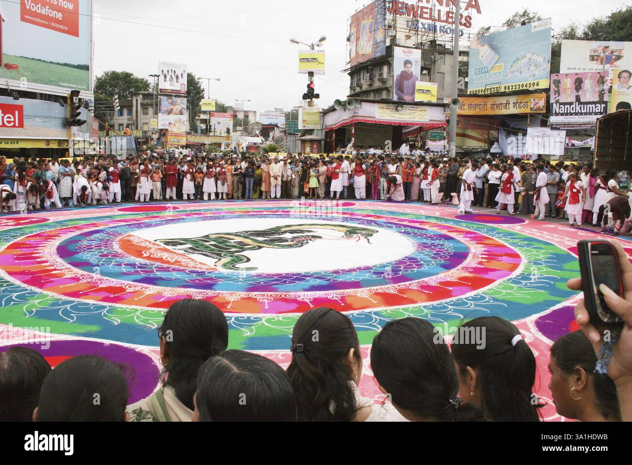 Huge circular artwork called rangoli traditional cultural and heritage ...