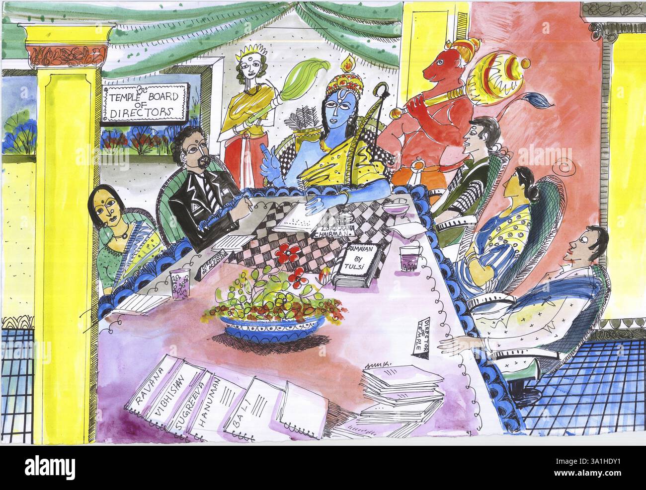Illustration of temple board of directors in USA with Lord Ram as ...