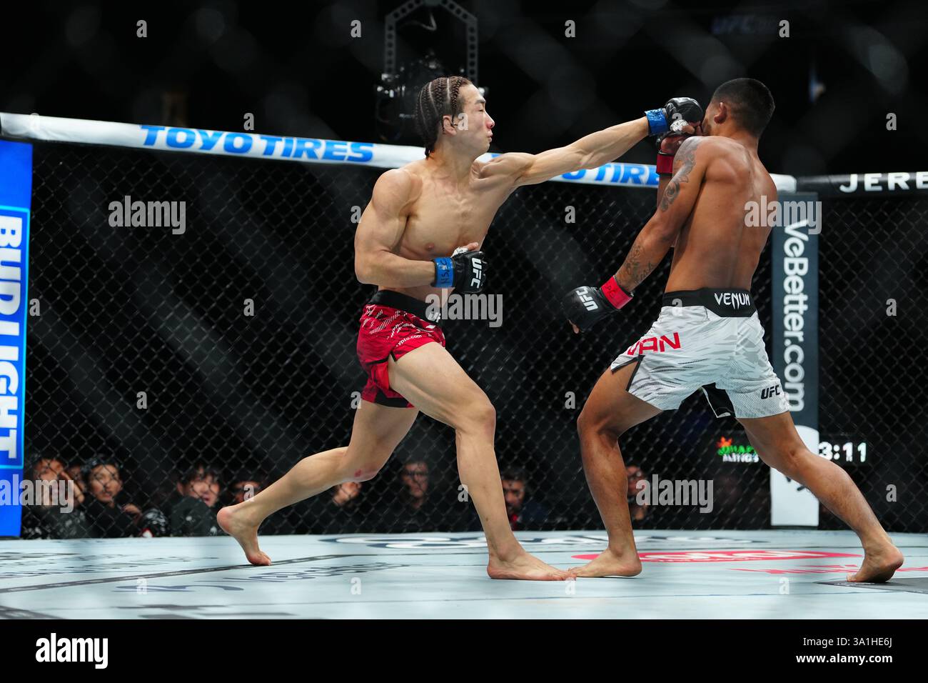 LAS VEGAS, NV - MARCH 8:Joshua Van and Rei Tsuruya meet in the octagon ...