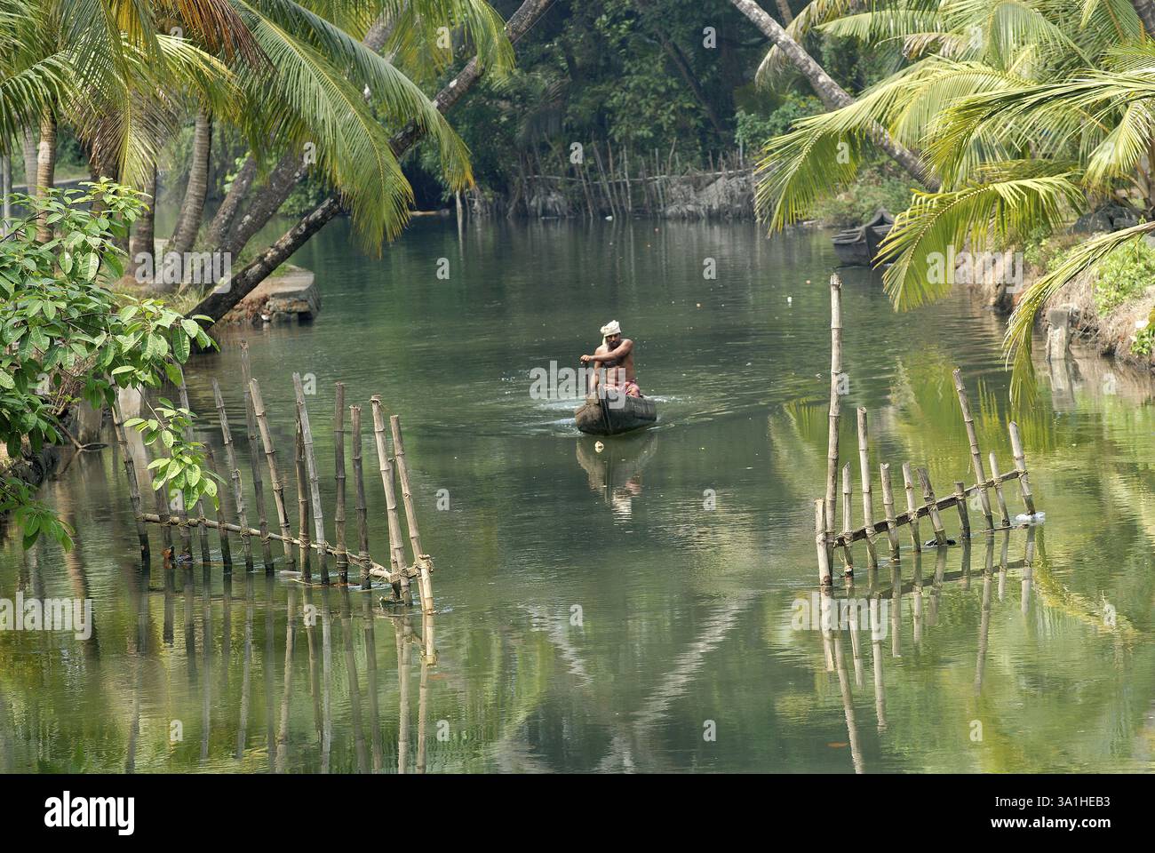 Boating in backwater, Kerala, India, Asia Stock Photo - Alamy
