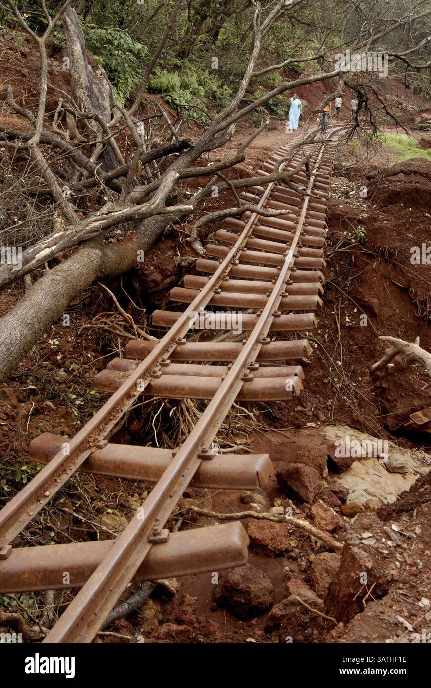 Railway track swept away due to heavy rain On 26th July 2005 monsoon at ...