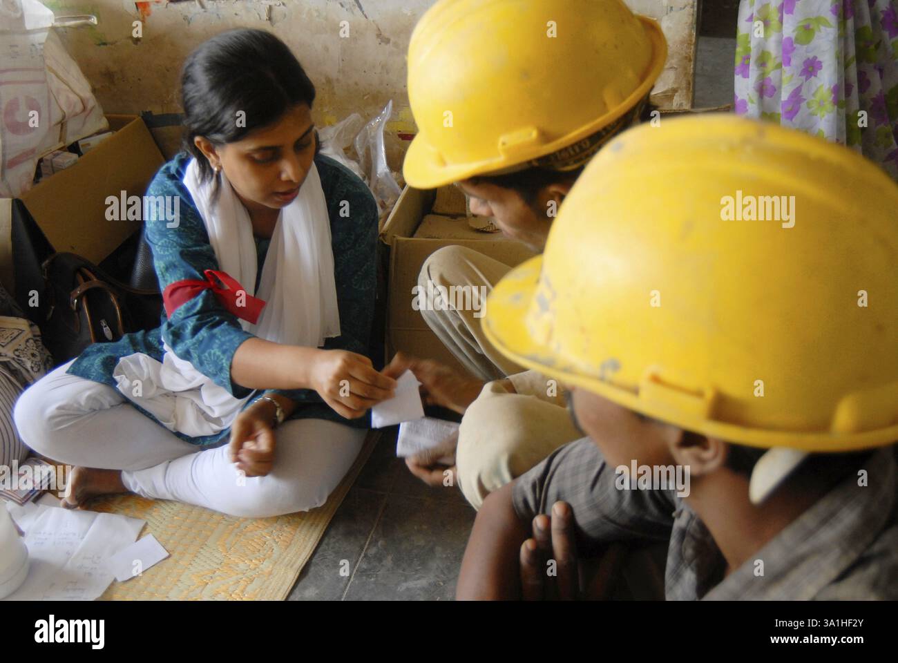 Health worker distribute free medicines during medical camp for ...