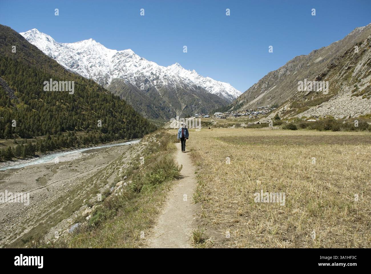 Chitkul valley & Kinner Kailash snow covered mountain range at Chitkul ...