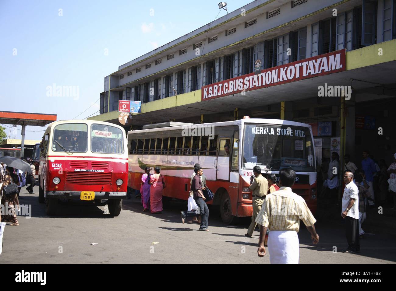 KSRTC or Kerala State Road Transport Corporation bus stand, Kottayam ...