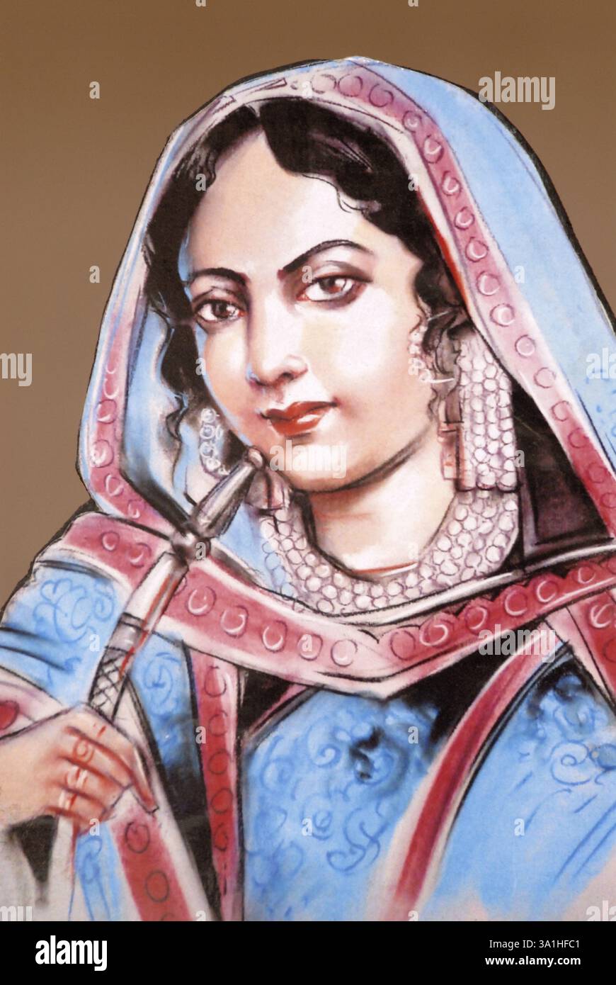 Portrait of Begum Hazrat Mahal wife of Nawab Wajid Ali Shah great ...