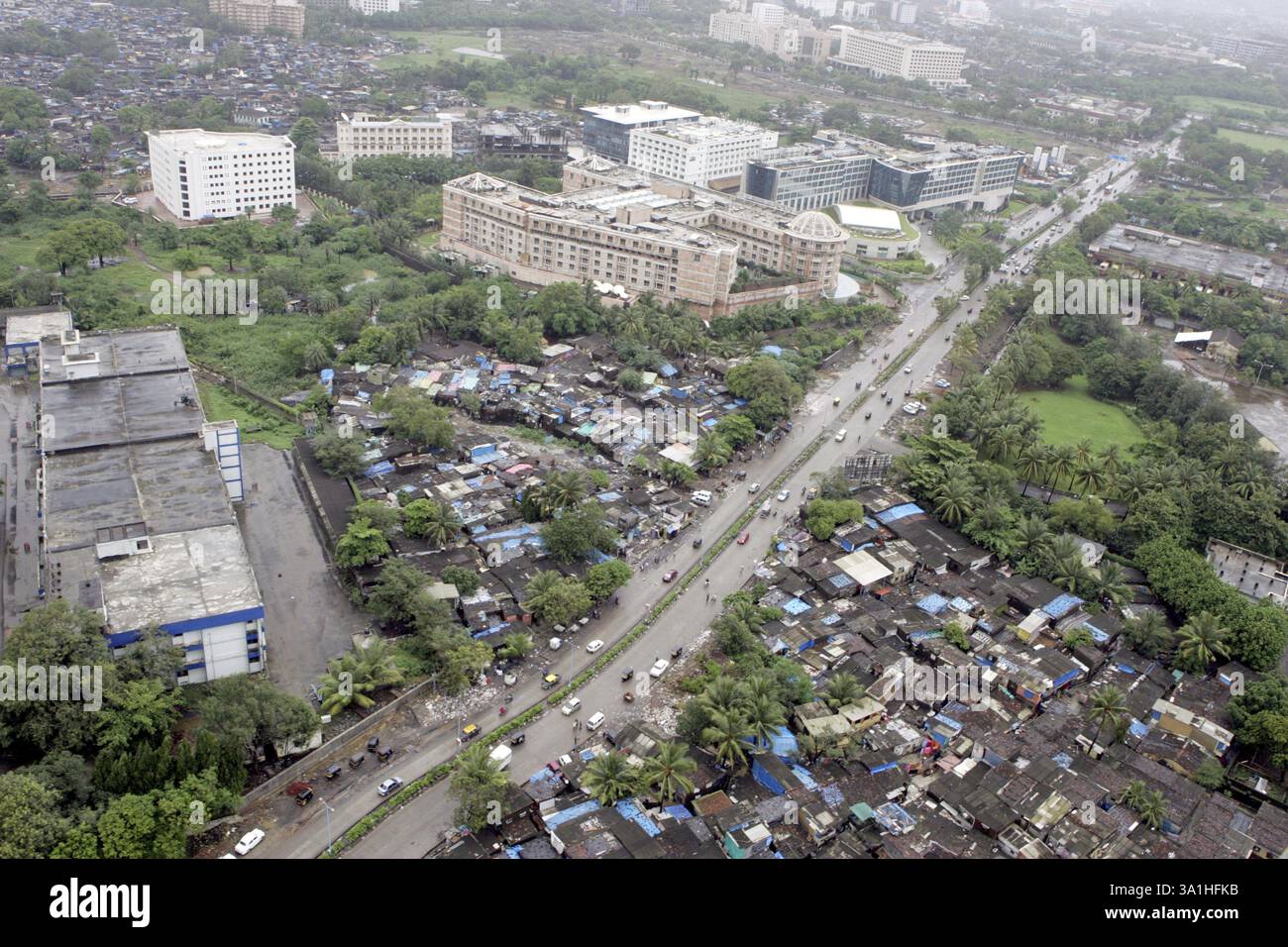 An aerial view of five stars hotels such as the Grand Hyatt La Meridian ...