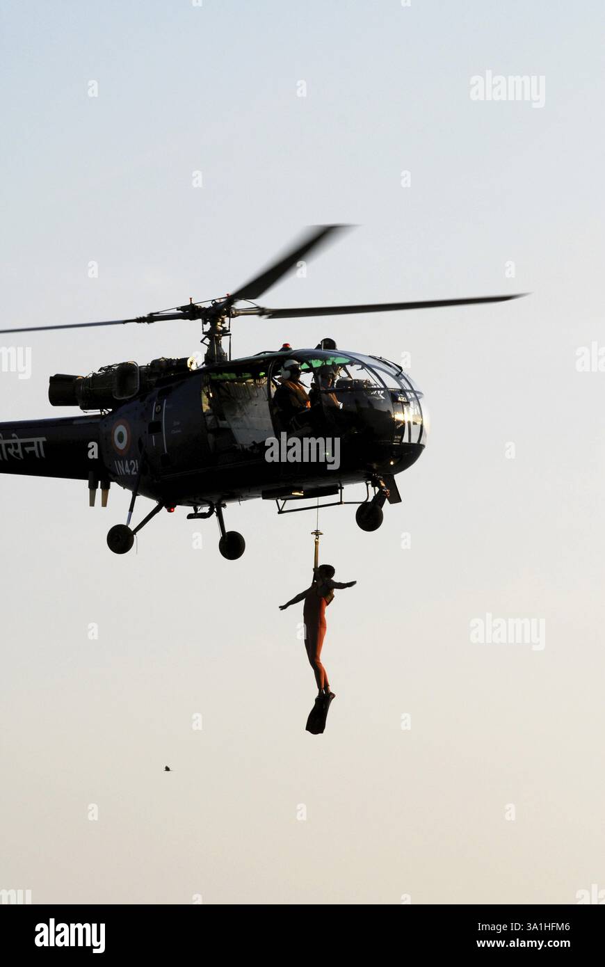 Demonstration of rescue operations by Indian Navy using Chetak ...