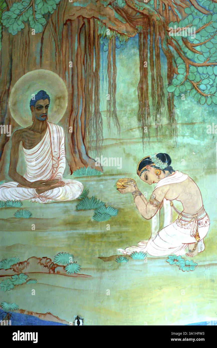 Buddha mural by Japanese artist kosetsu nosui inside Mula Gandhaduti ...