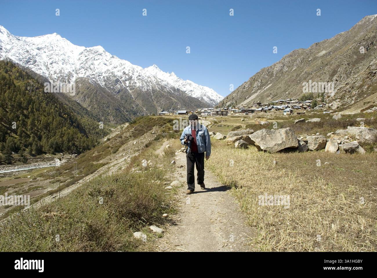 Citkul village at Sangla Valley, Himachal Pradesh, India, Asia Stock ...