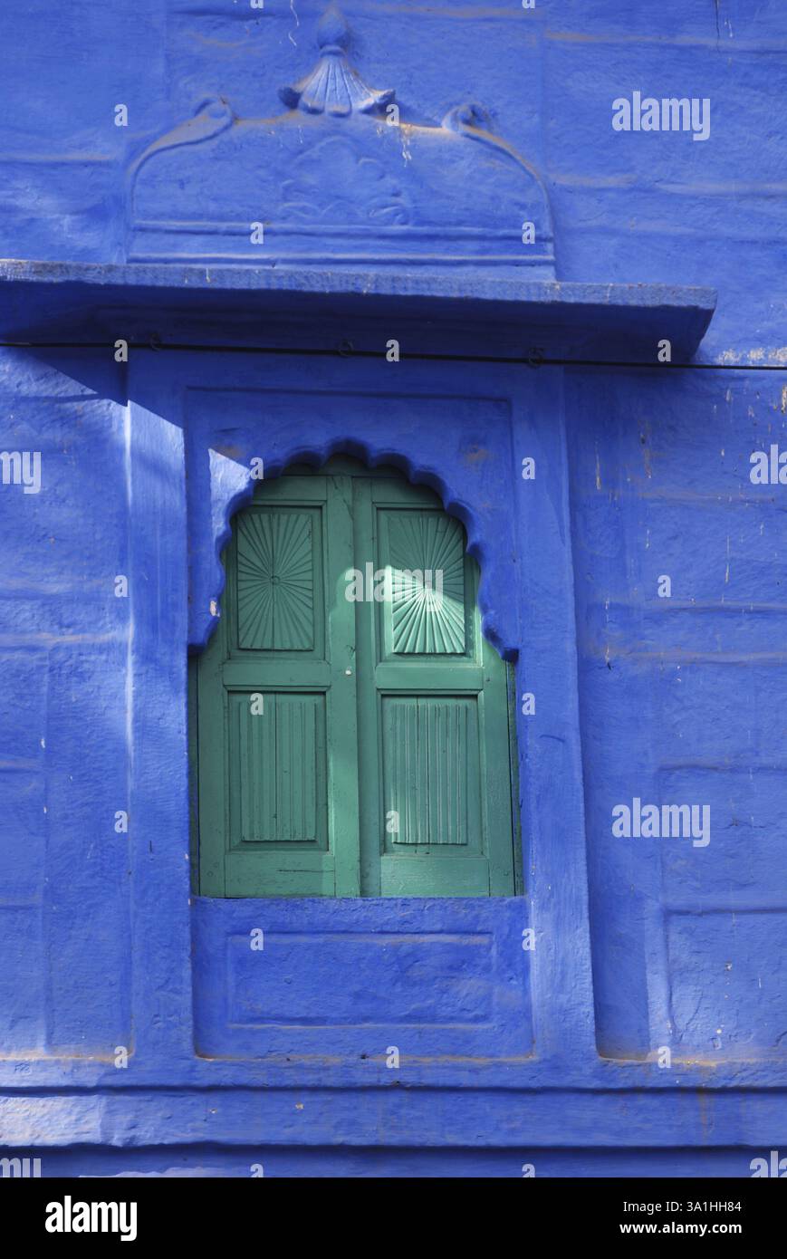 Window of a blue house, Brahmapuri, Jodhpur, Rajasthan, India, Asia ...