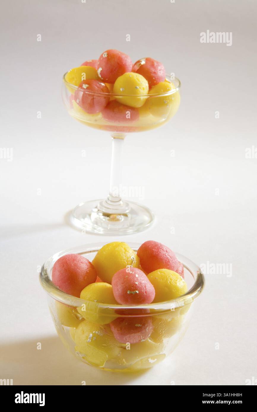Indian food, sweet dessert angoor Bengali mithai bonbon small ball ...