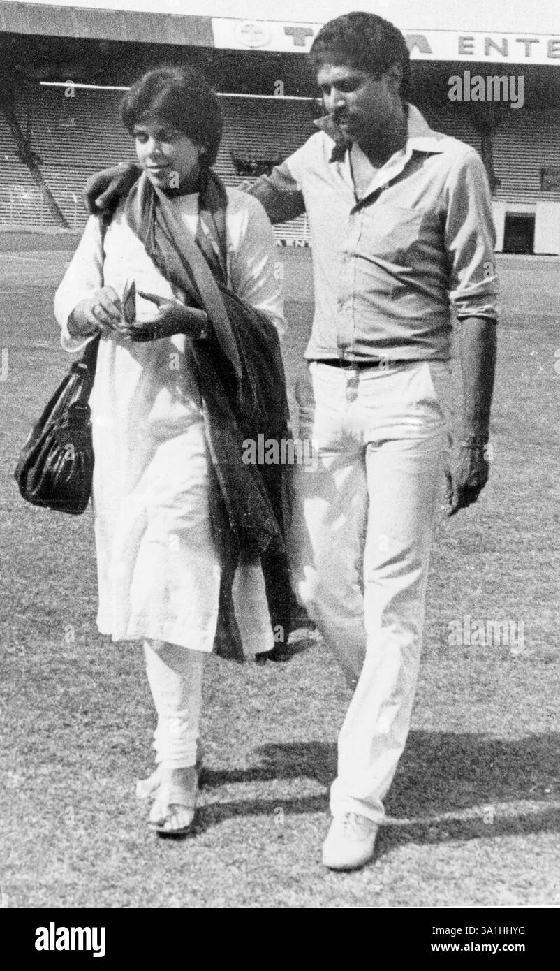 South Asian Indian cricketer and world renowned bowler Kapil Dev with ...