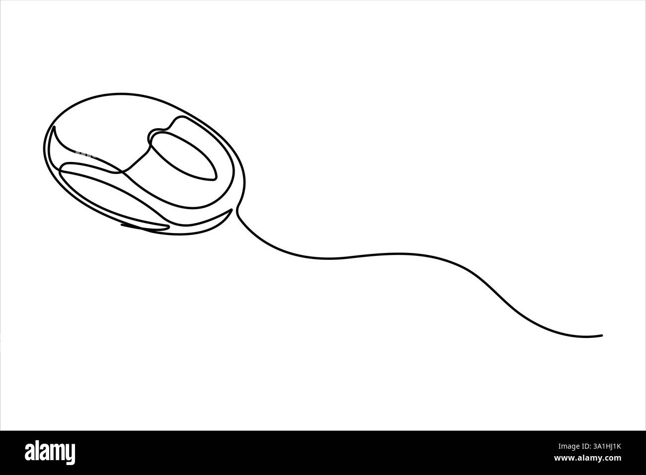 Drawn continuous one line art of computer mouse design. Vector ...