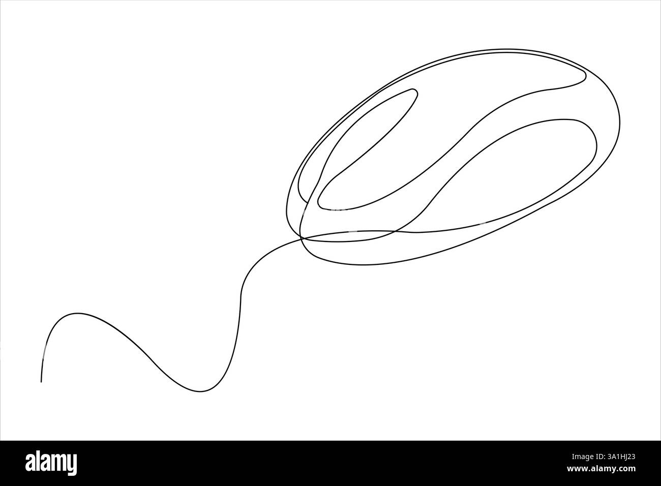 Drawn continuous one line art of computer mouse design. Vector ...