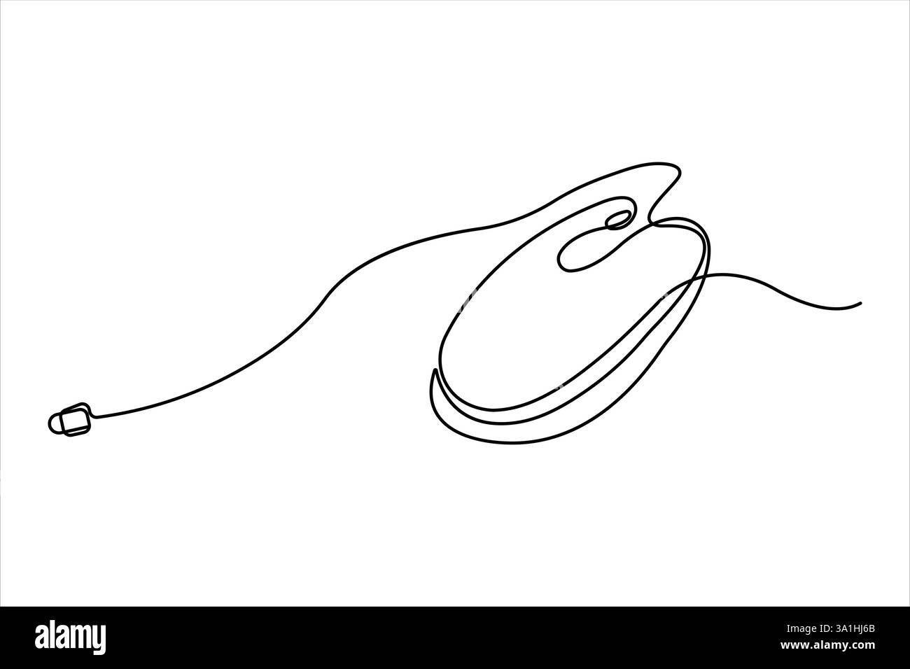 Drawn continuous one line art of computer mouse design. Vector illustration Stock Vector Image ...