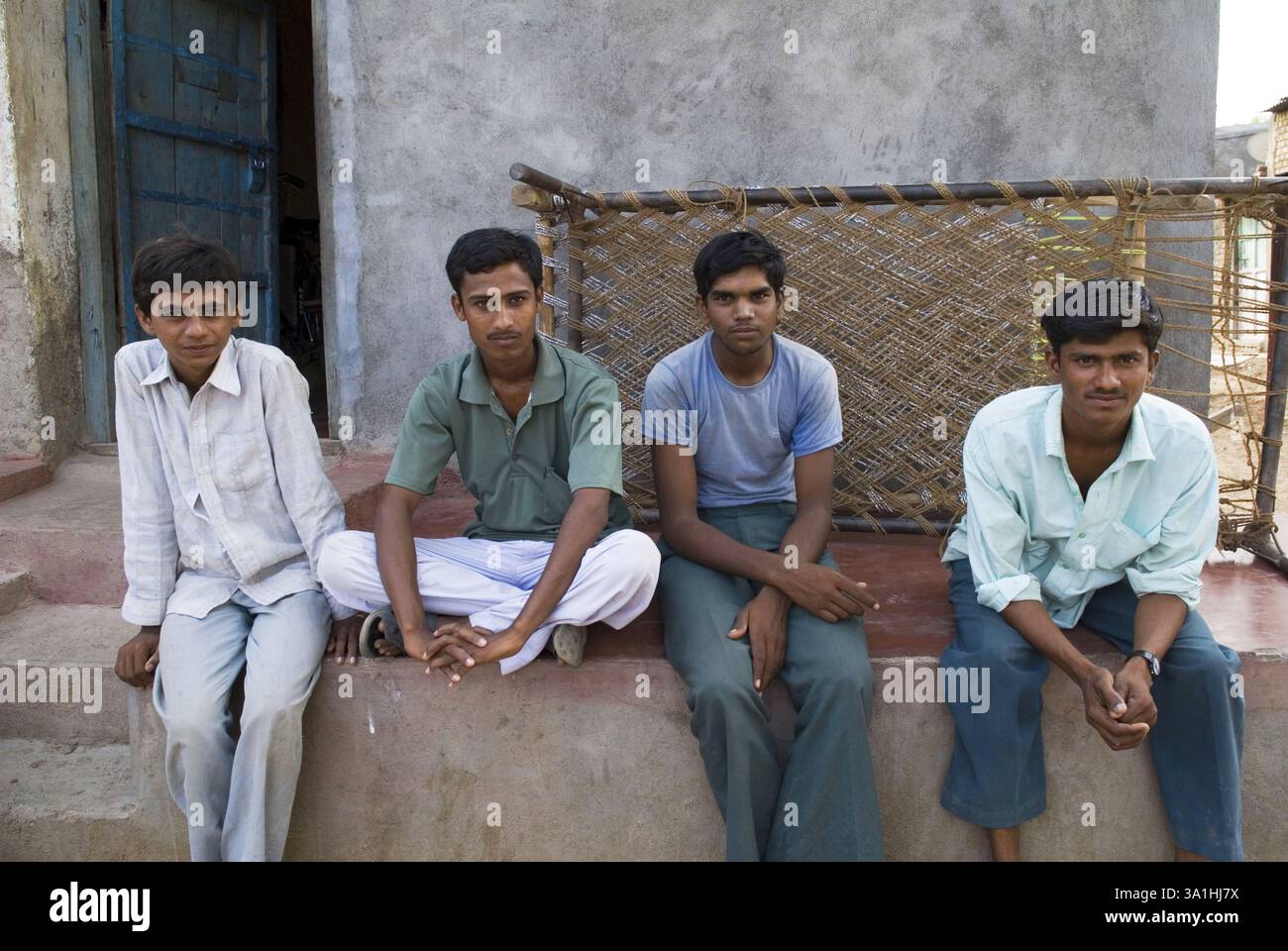 Men seating outside house, Marathwada, Maharashtra, India, Asia Stock ...