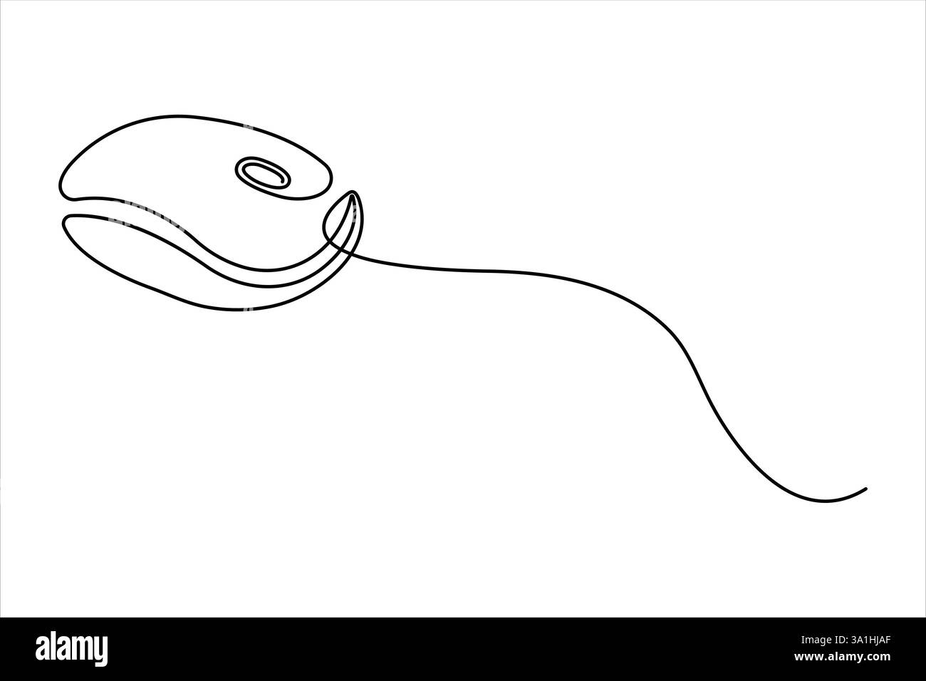 Drawn continuous one line art of computer mouse design. Vector ...