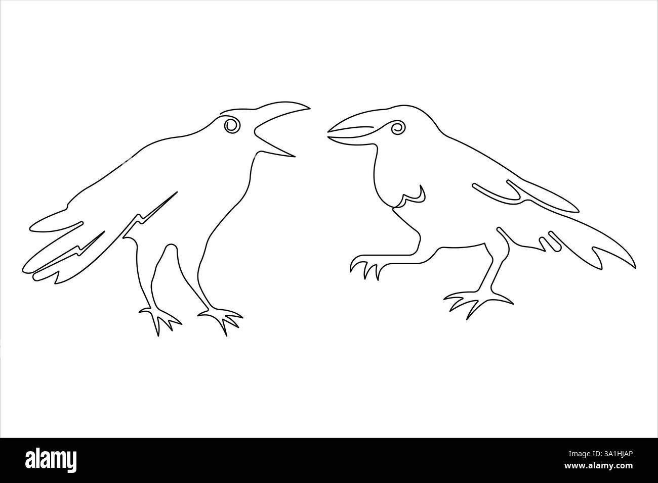 Crow design in one continuous line art drawing vector illustration ...