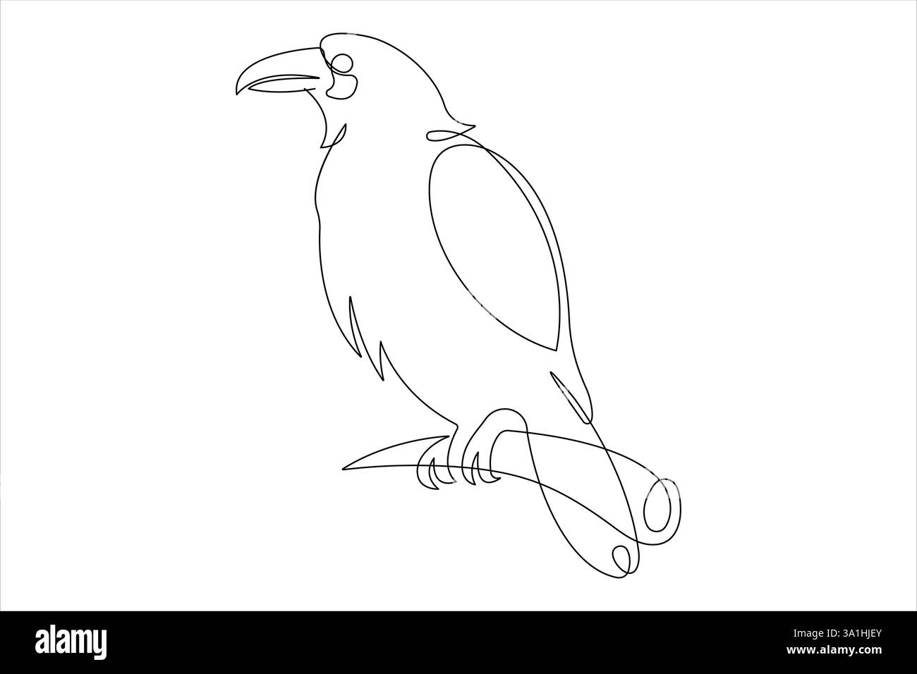 Crow design in one continuous line art drawing vector illustration ...