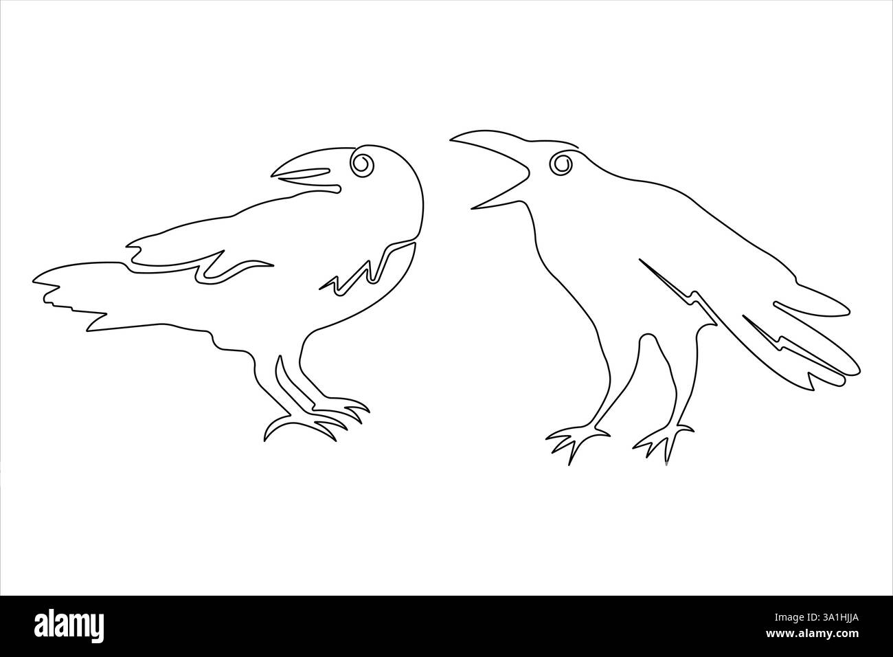 Crow design in one continuous line art drawing vector illustration ...