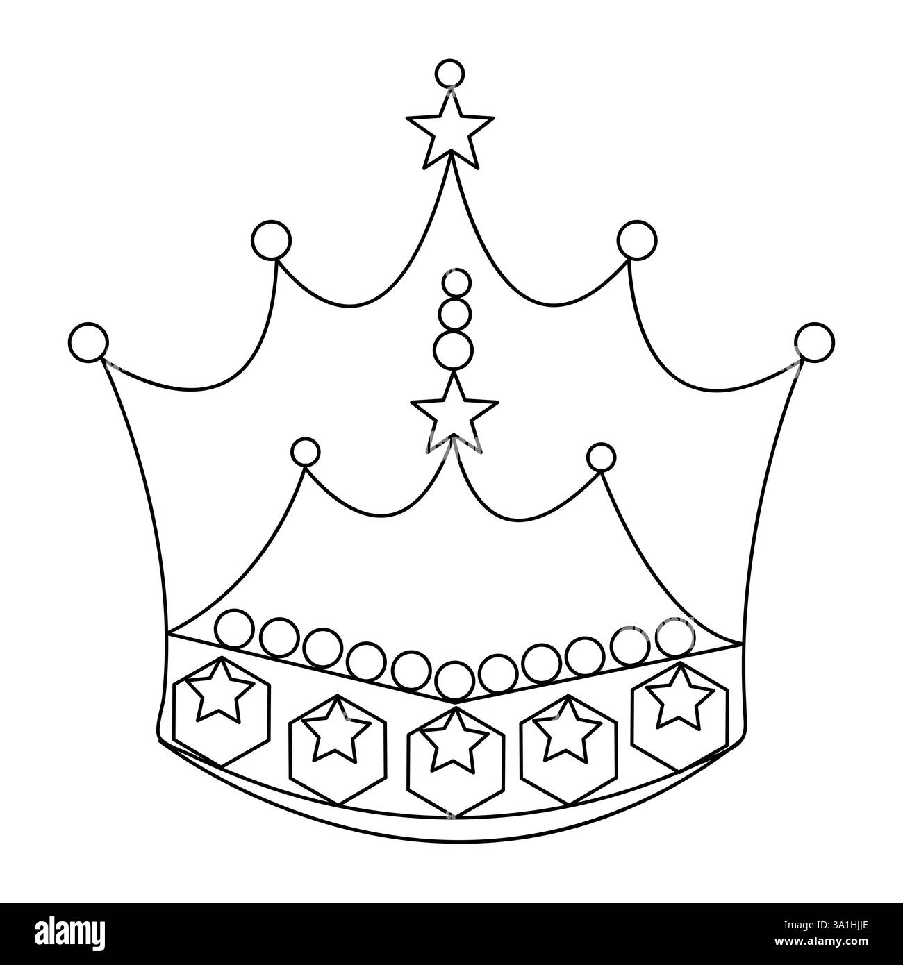 Crown continuous single line art drawing and outline vector hand drawn ...