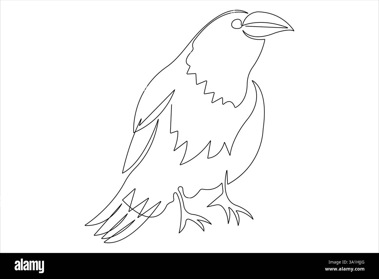 Crow design in one continuous line art drawing vector illustration ...