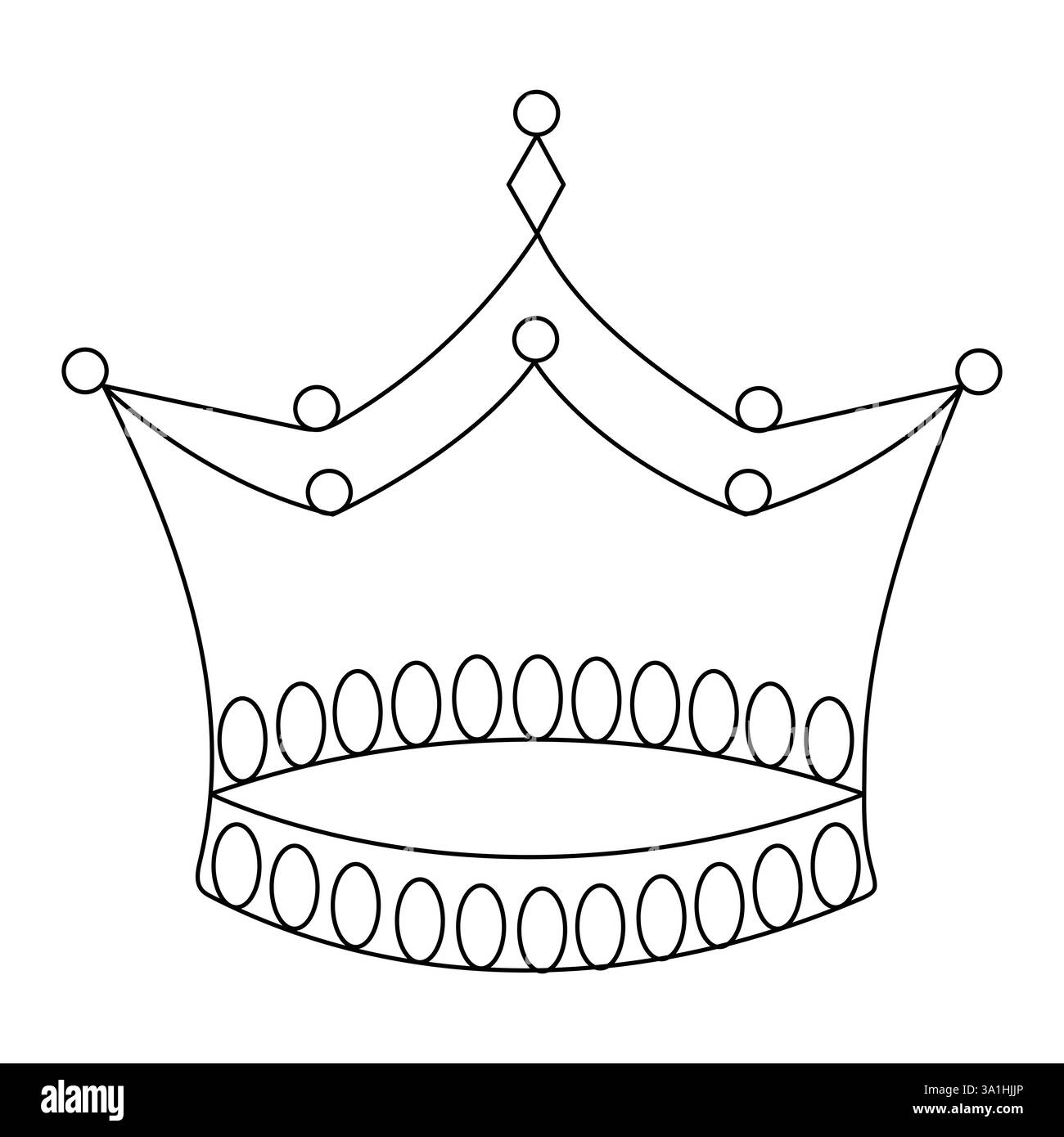 Crown continuous single line art drawing and outline vector hand drawn ...