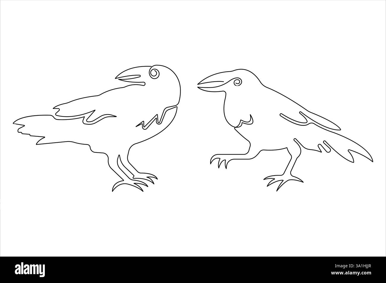 Crow design in one continuous line art drawing vector illustration ...