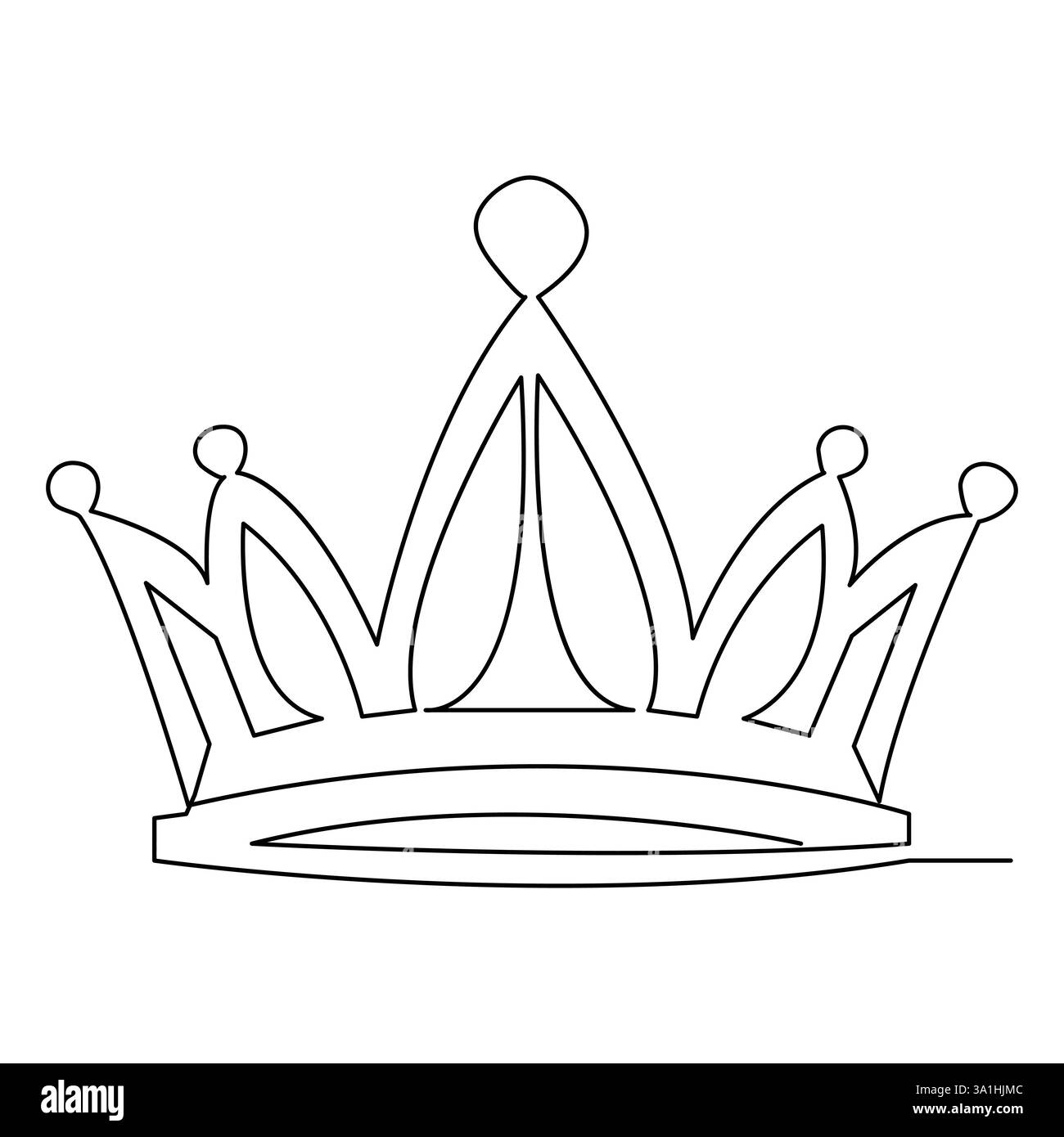 Crown continuous single line art drawing and outline vector hand drawn ...