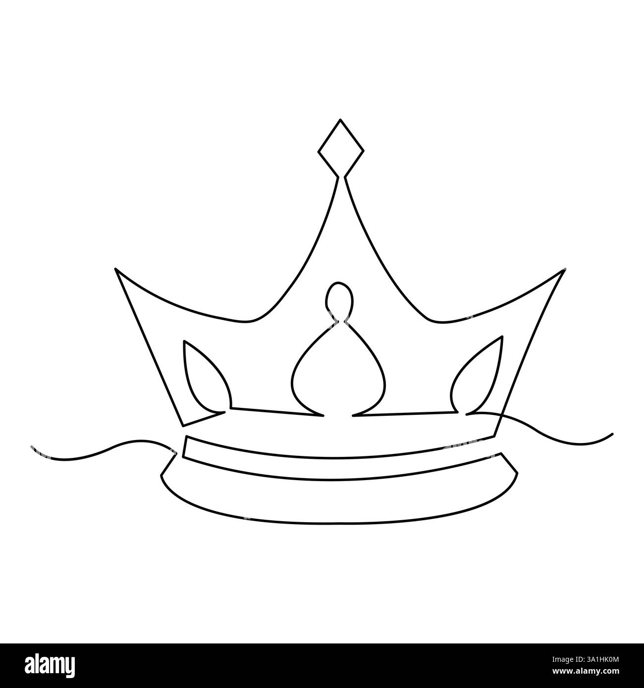 Crown continuous single line art drawing and outline vector hand drawn ...