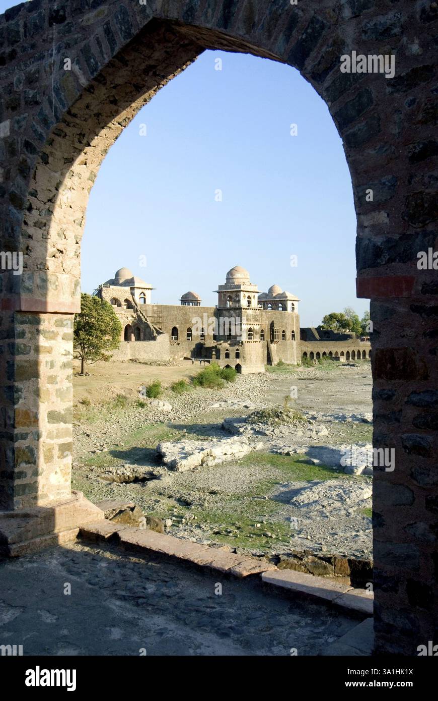 Jahaj mahal from arch at Mandu, Madhya Pradesh, India, Asia Stock Photo ...