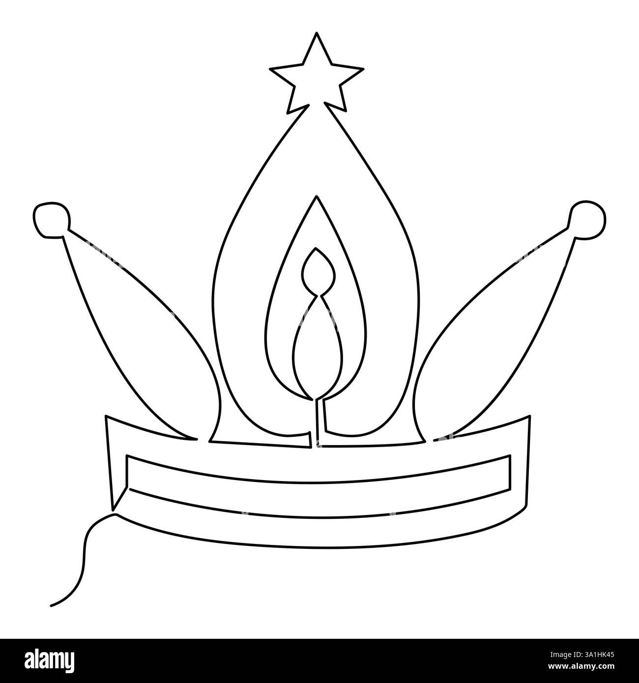 Crown continuous single line art drawing and outline vector hand drawn ...