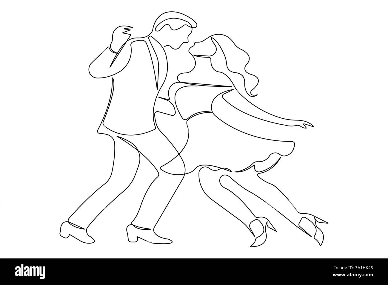 Continuous one line drawing of young dancer design outline vector ...