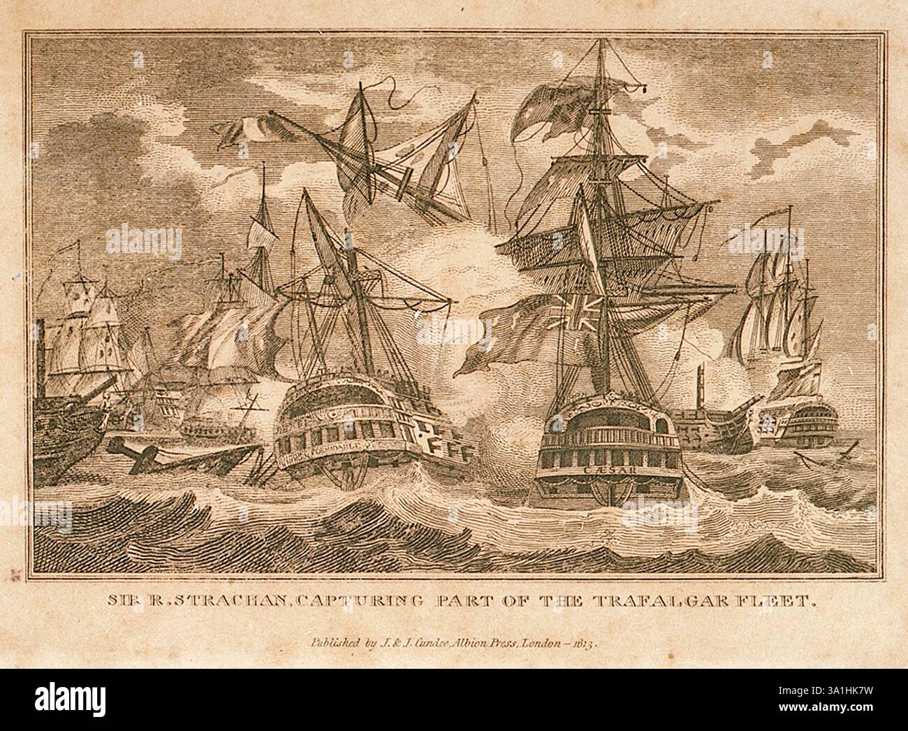 This ngraving shows the captures of the French ship Formidable by the ...