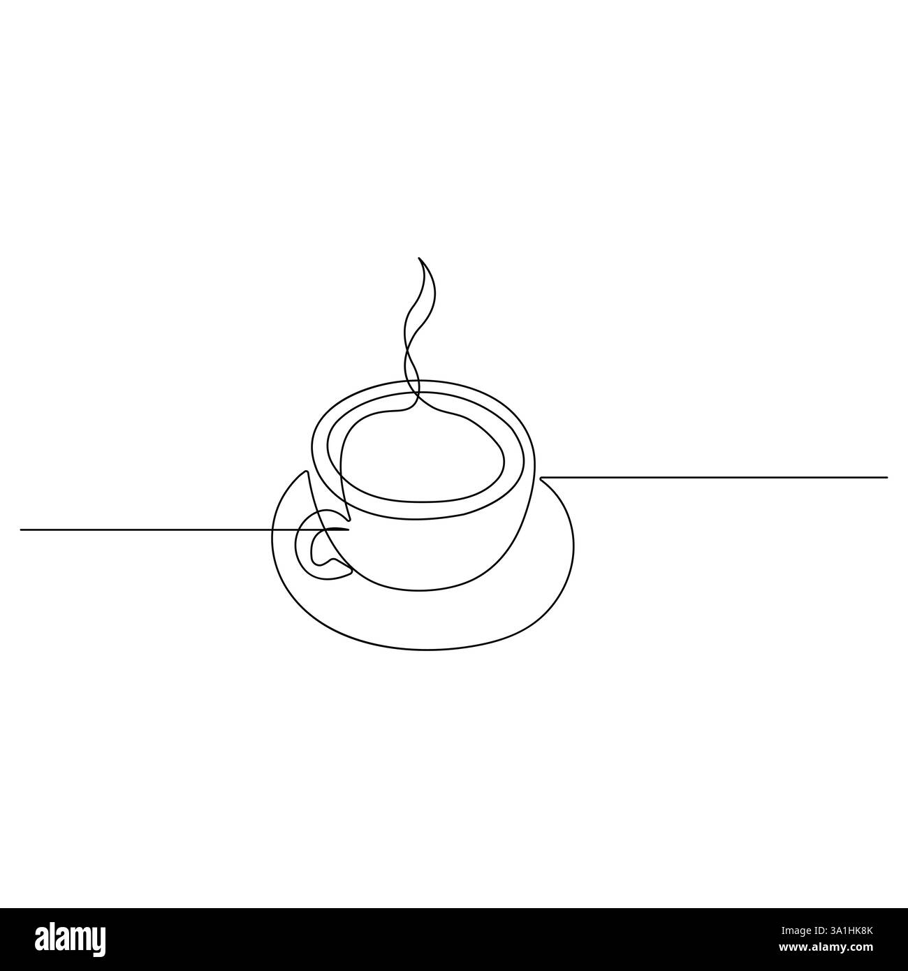 Coffee cup continuous one line art drawing of breakfast steam morning ...