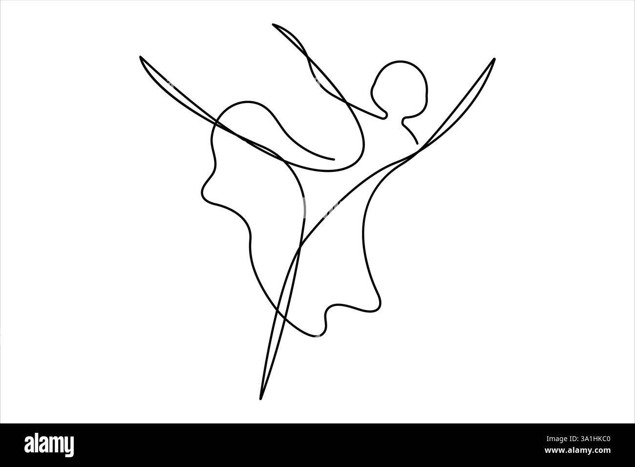 Continuous one line drawing of young dancer design outline vector ...