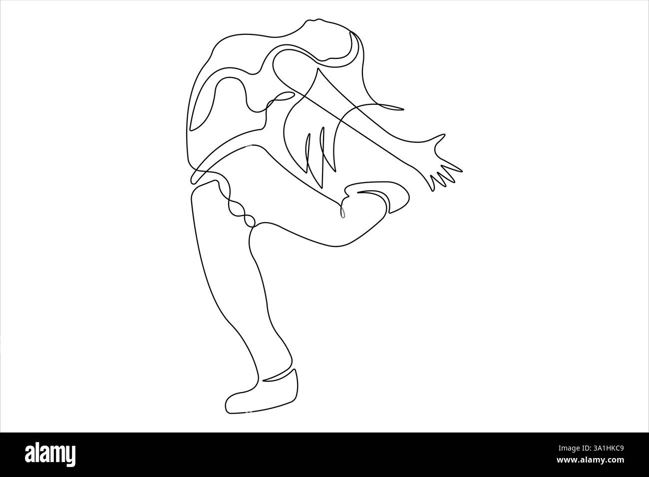Continuous one line drawing of young dancer design outline vector ...